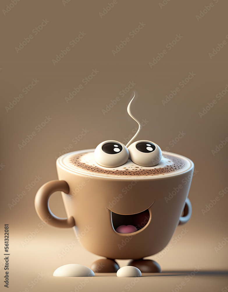 Cute Cartoon Cappuccino Character (Generative AI) Stock Illustration ...