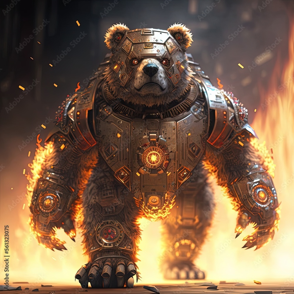 Futuristic lion knight, mechanical robot warrior, future warrior ...