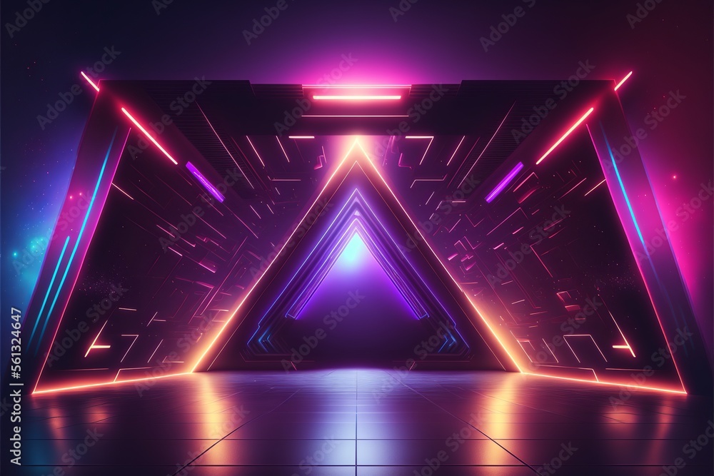 Sci Fi Futuristic Stage Neon Glowing Gradient Vibrant Purple Pink ...