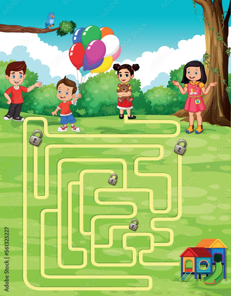 MAZE GAME FOR KIDS Stock Vector | Adobe Stock