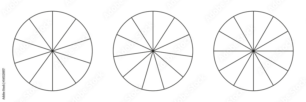Vetor de Segmented charts collection. Many number of sectors divide the ...