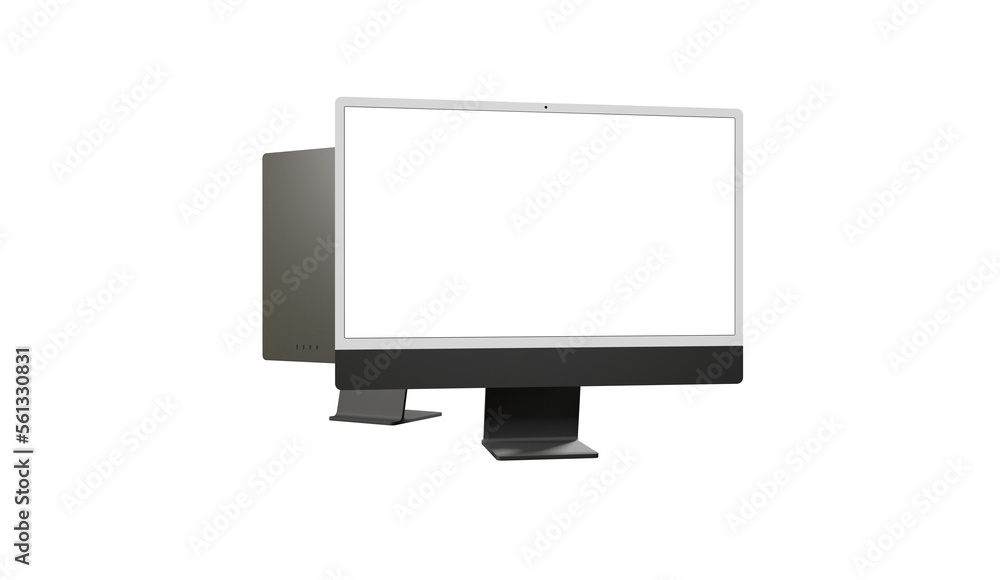 Computer monitor display with empty screen isolated on transparent ...