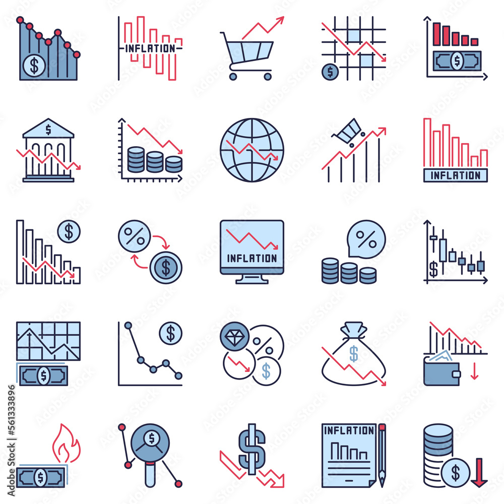 Inflation colored icons - Financial Crisis and Hyperinflation vector ...