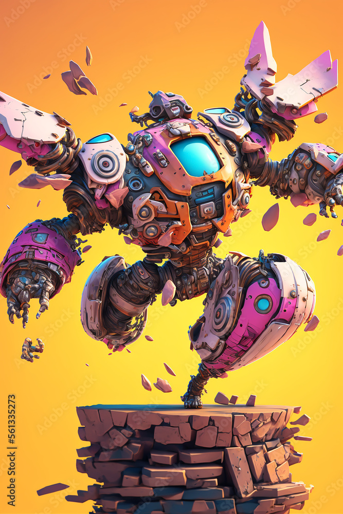 Fantasy Flying Robot Stock Illustration | Adobe Stock