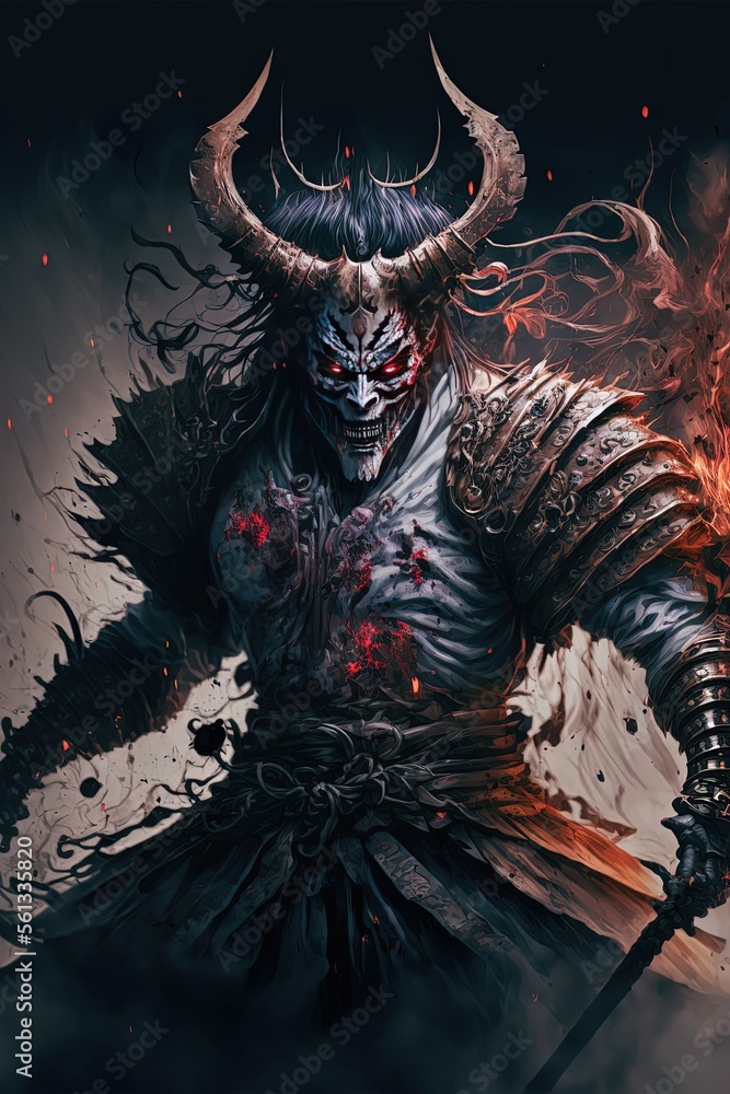 Ghost warrior samurai in heavy armour. Ronin samurai fantasy character ...