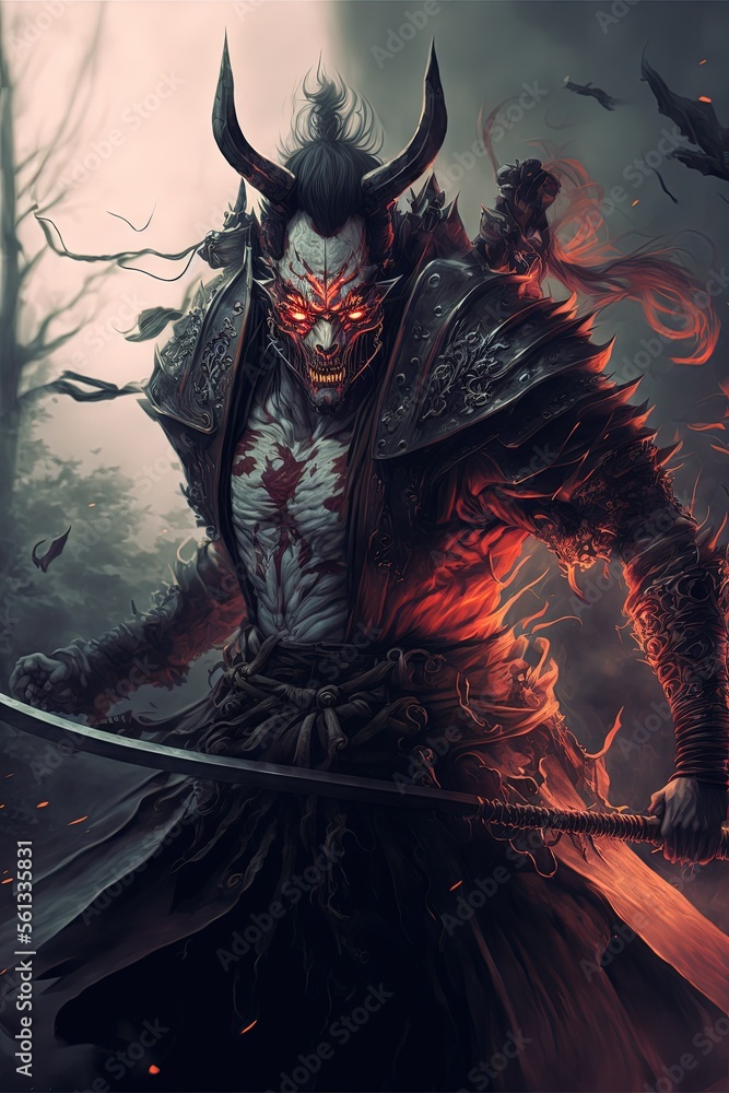 Ghost warrior samurai in heavy armour. Ronin samurai fantasy character ...