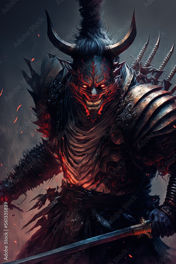 Ghost warrior samurai in heavy armour. Ronin samurai fantasy character ...