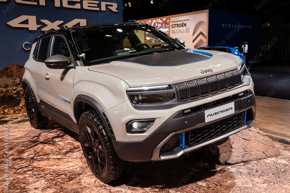 Jeep Avenger 4x4 full-electric SUV car (2023). Stock Photo | Adobe Stock