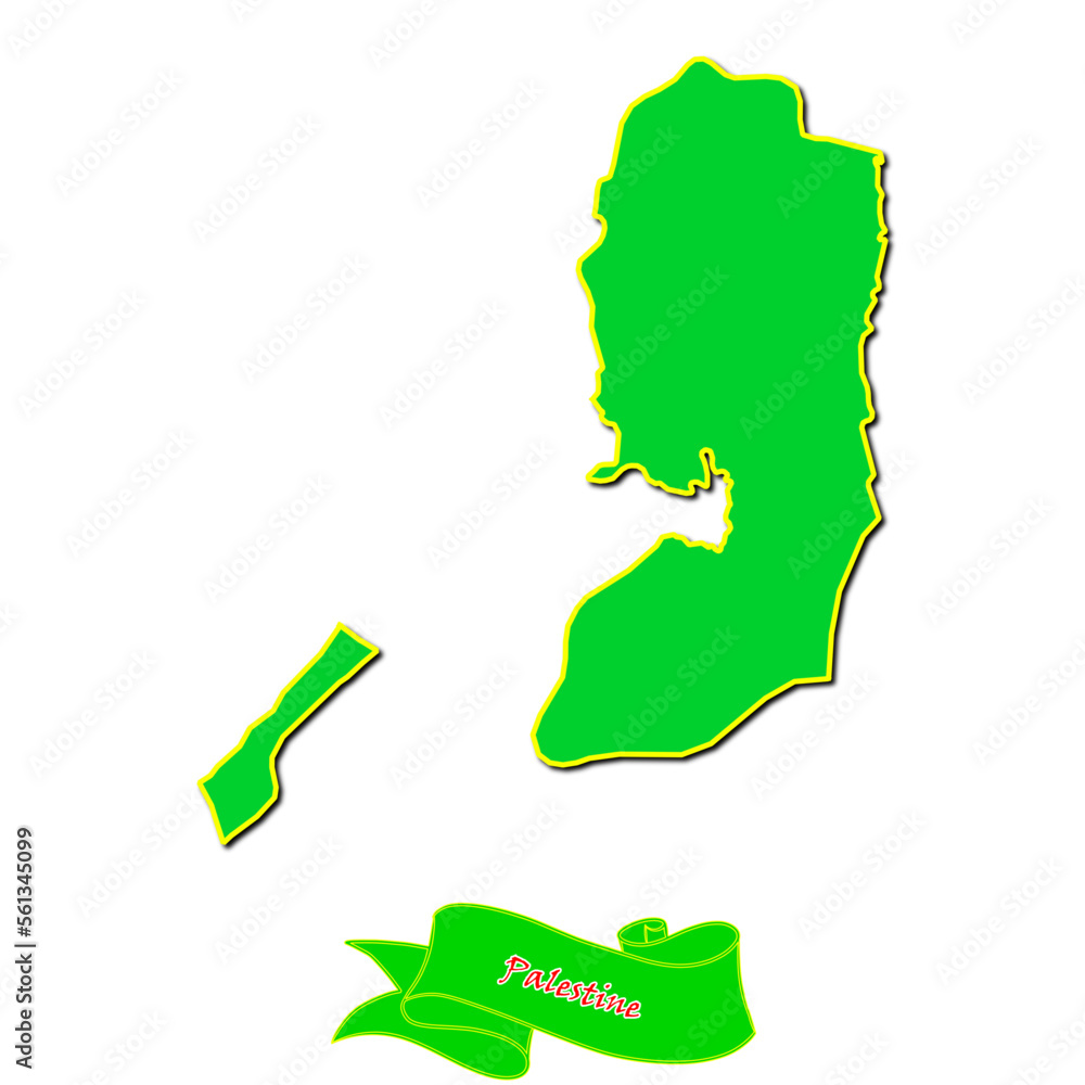 Vector map of Palestine with subregions in green country name in red ...