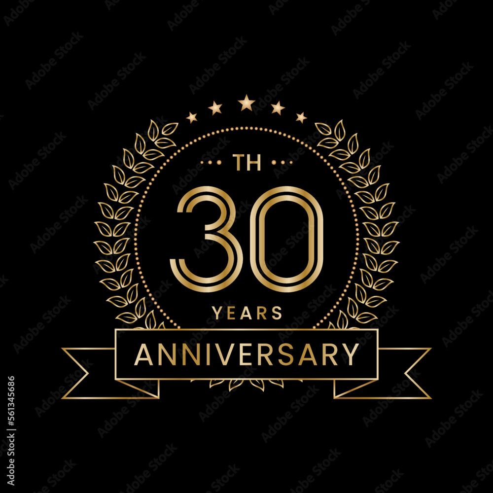 30th Anniversary logo design with laurel wreath for celebration event ...