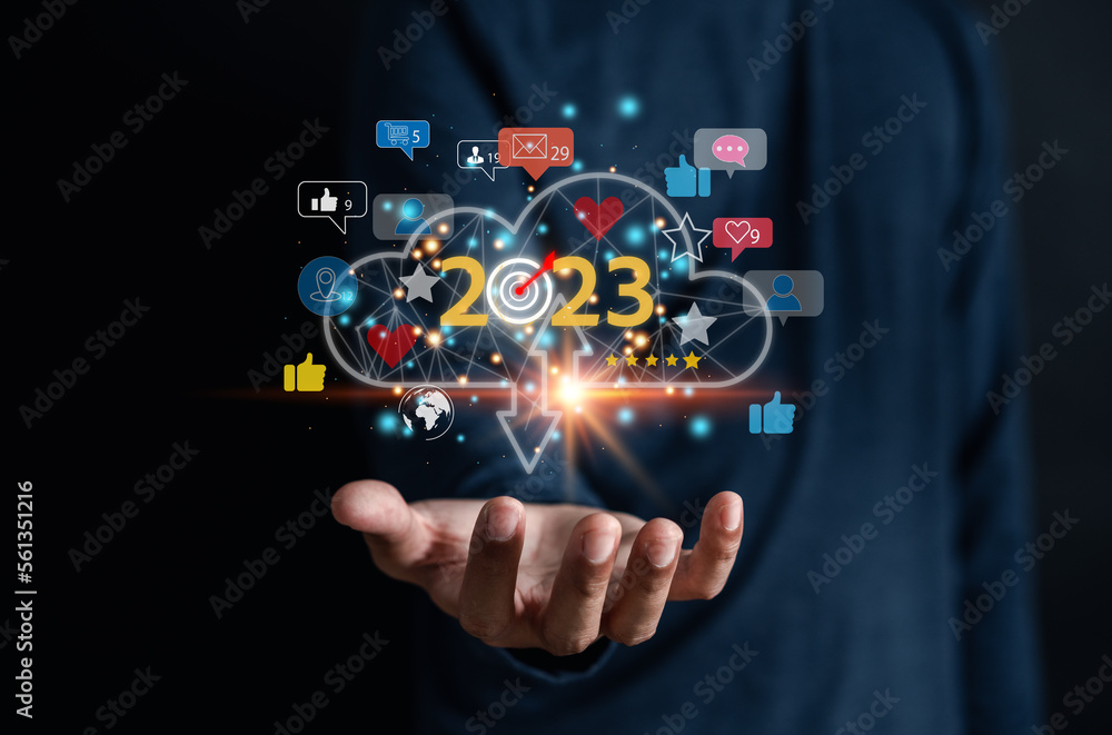 2023 business people set goals online communication network, global ...