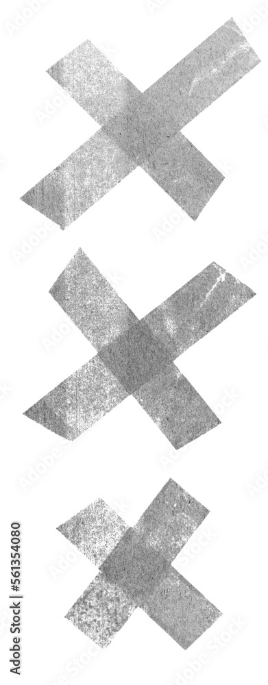 transparent sticker tapes forming the letter x or overlapping each ...