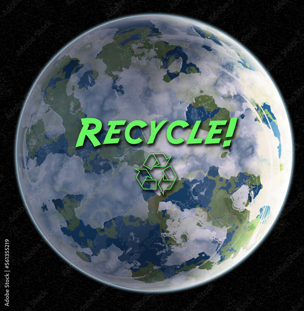 Recycle: A rendered view of the planet Stock Illustration | Adobe Stock