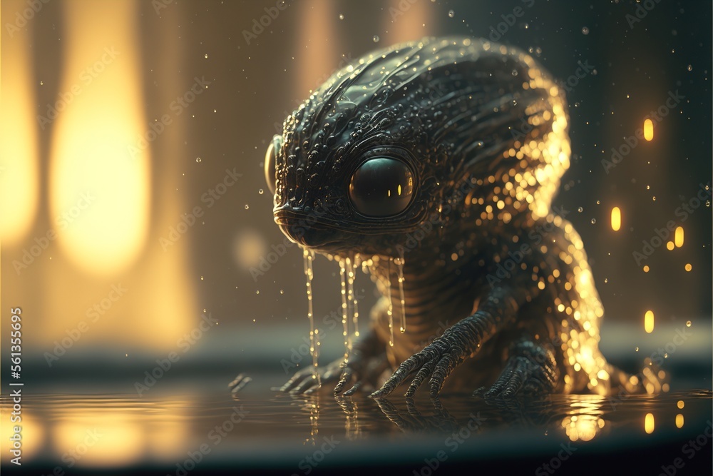 Monstrous alien with big head, gloomy area, dangerous created with ...