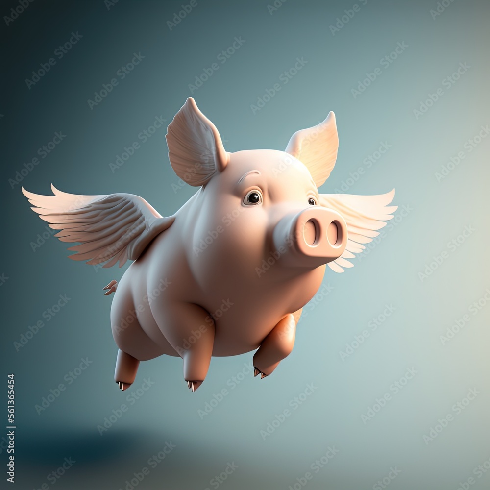 Cute Flying Pig Cartoon