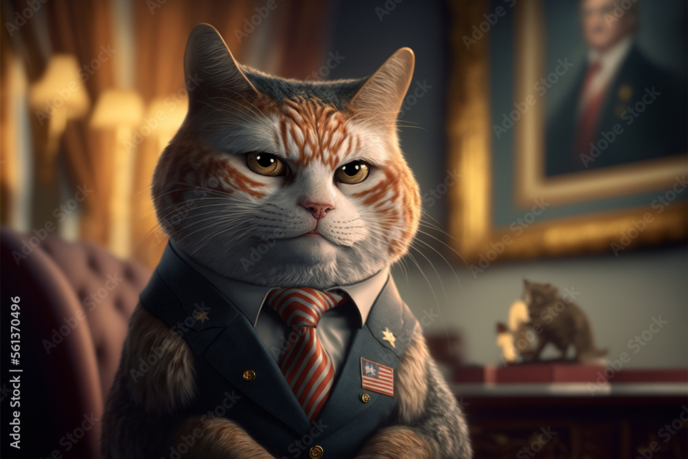 the cat in the image of the American president, created by a neural ...