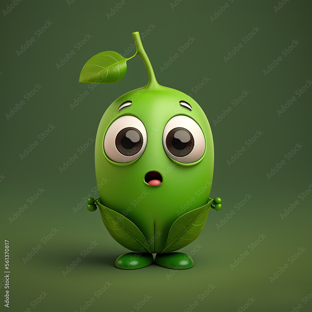 Cute Cartoon Pea Character (Generative AI) Stock Illustration | Adobe Stock