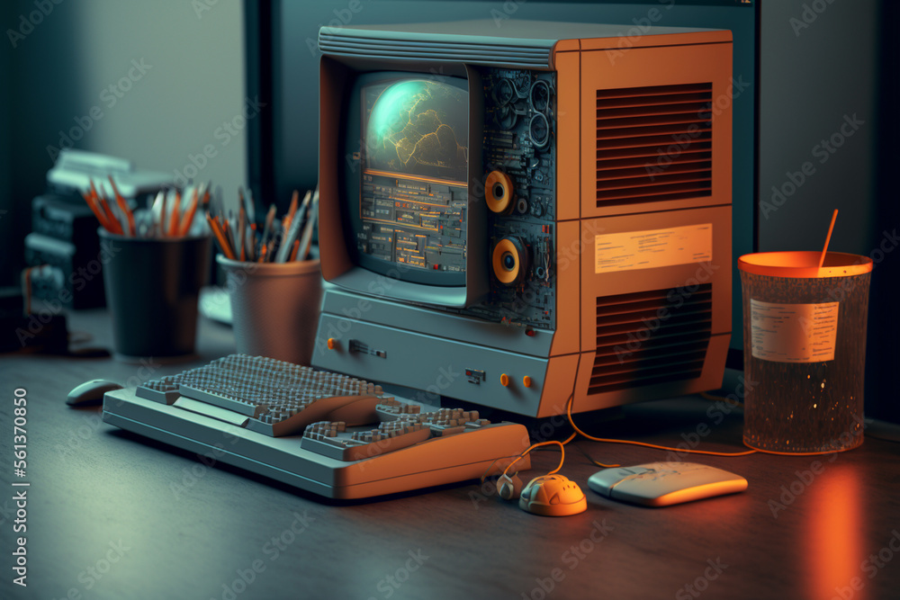 retro computer from the 90s, created by a neural network, Generative AI ...