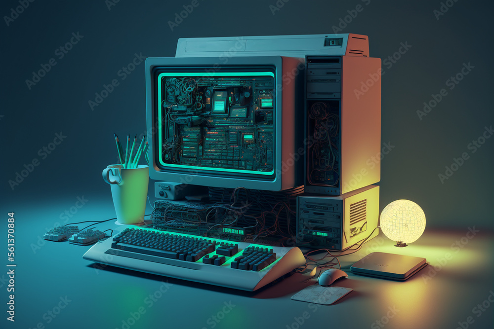 retro computer from the 90s, created by a neural network, Generative AI ...