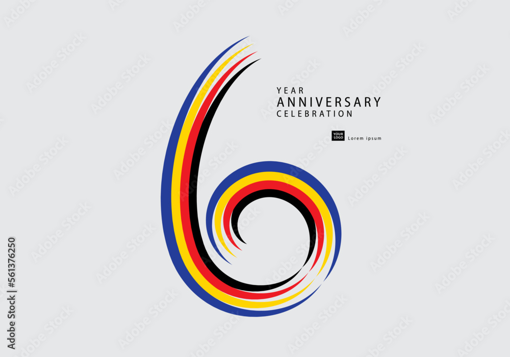 6 years anniversary celebration logotype colorful line vector, 6th ...