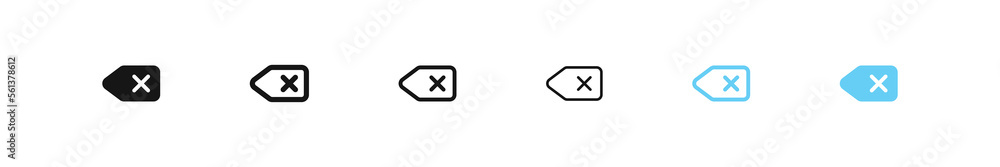Backspace icon. Button delete symbol. Keyboard erase signs. Key arrow ...