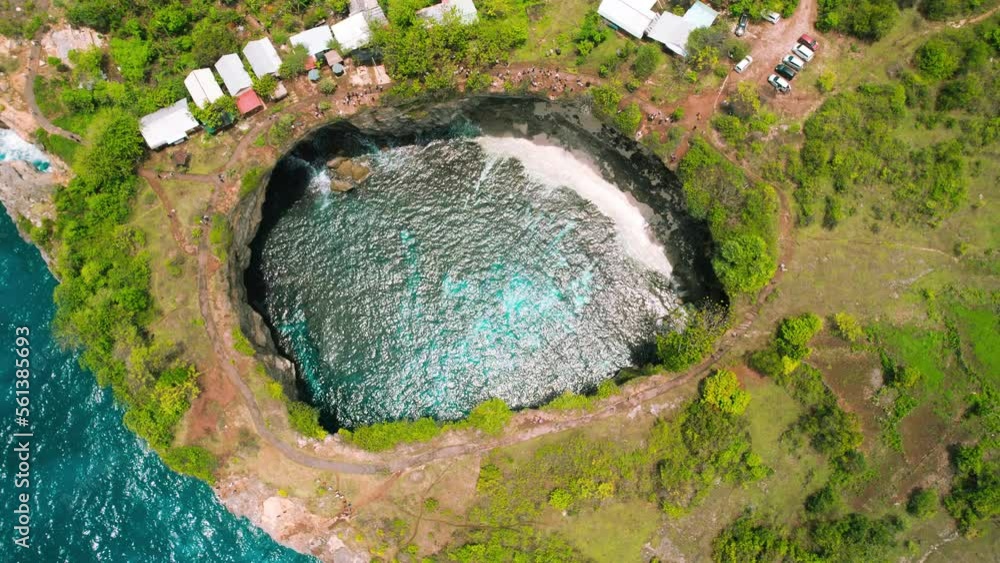 Tourist must visit Broken beach in Bali Island Indonesia. Aerial view ...