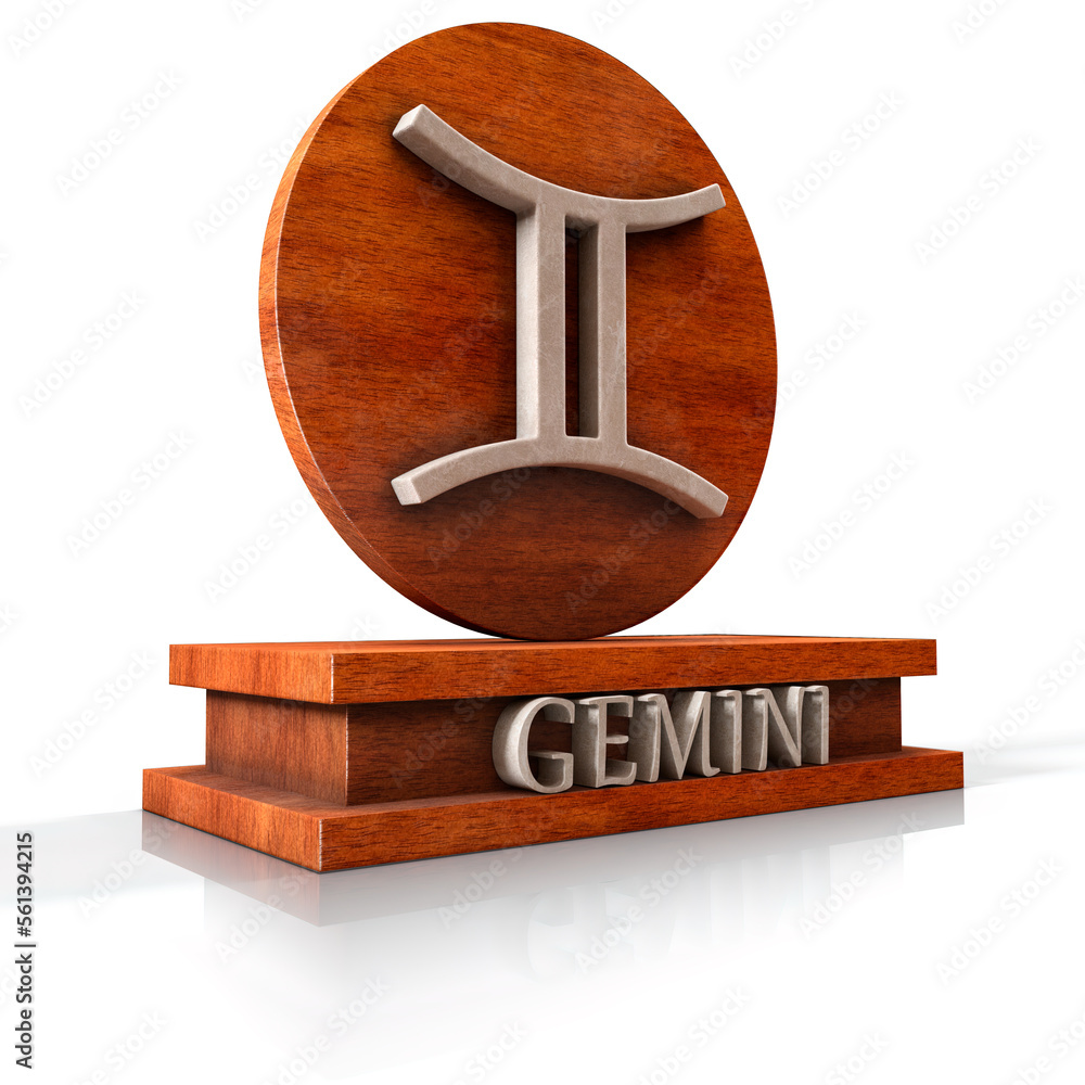 Gemini zodiac sign. 3D illustration of the zodiac sign Gemini made of ...