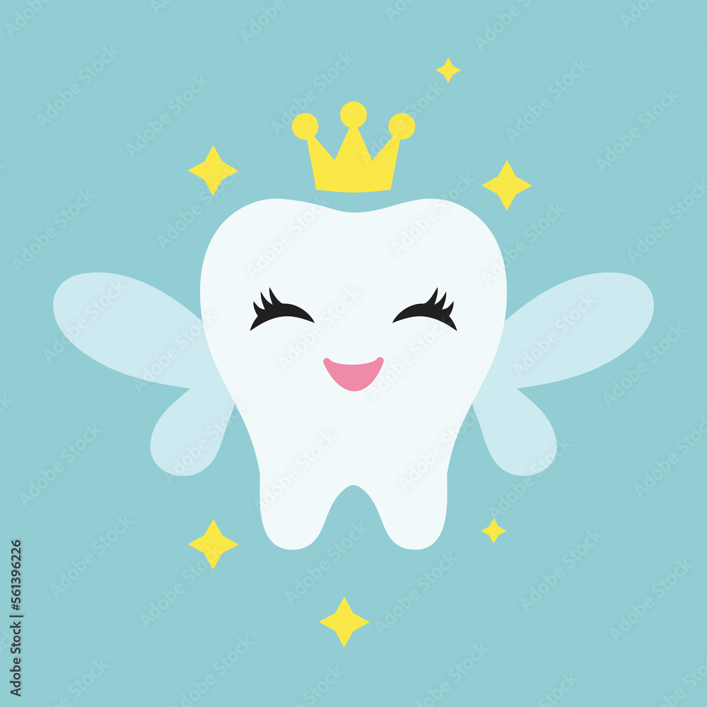 Cute tooth fairy vector cartoon illustration Stock Vector | Adobe Stock
