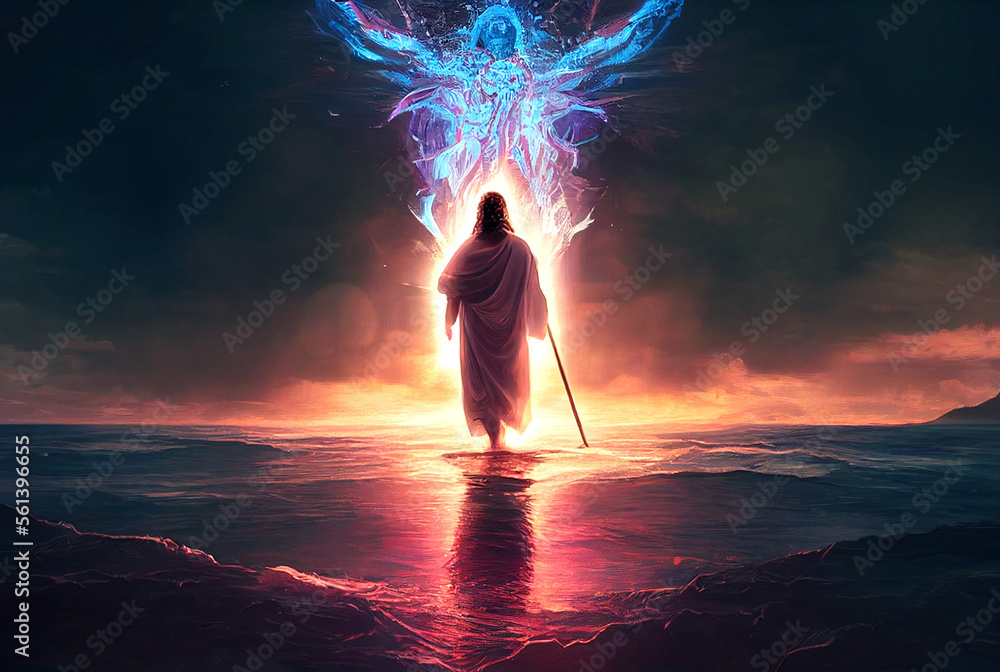 Jesus Christ and a spirit, abstract symbolic fictional, faith an Stock ...