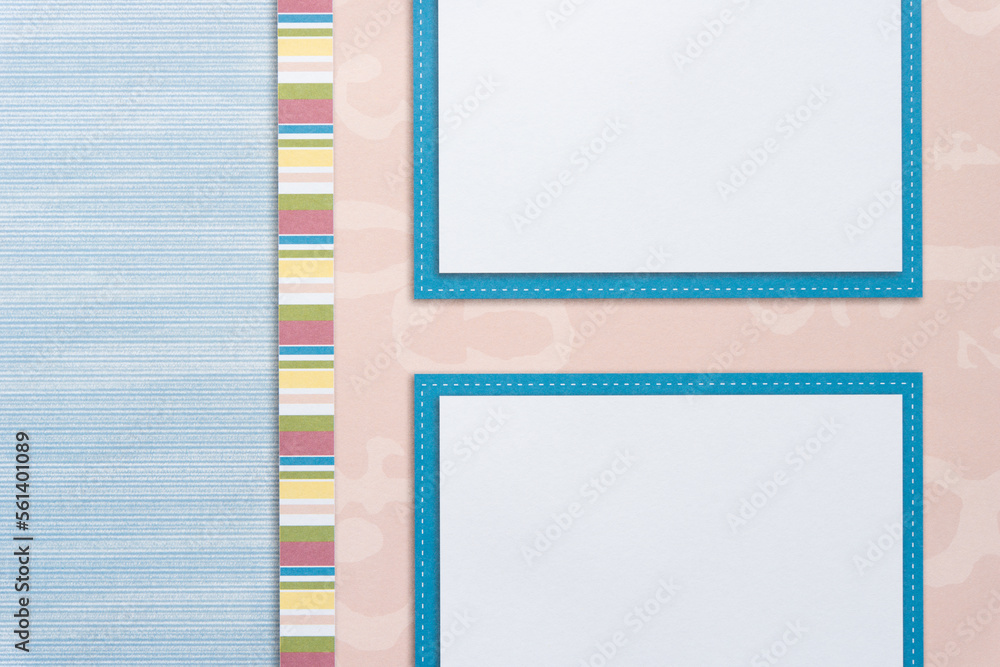 old scrapbook paper with fancy borders and layout designs Stock Photo ...
