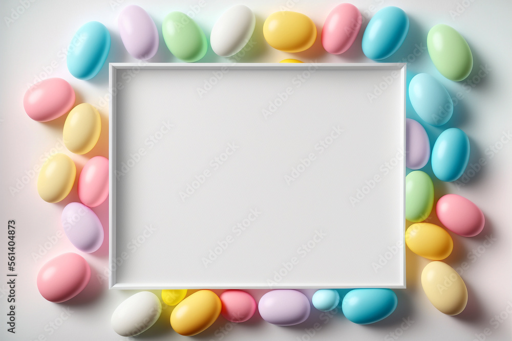 Candy Easter Egg Border Background - Generative AI. Stock Illustration ...