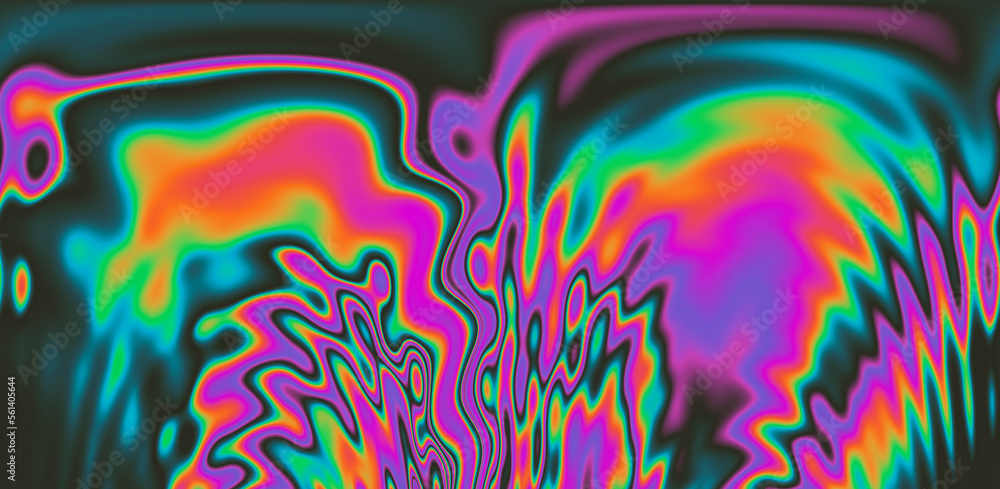 Abstract trippy background with marbled ebru texture and multicolored ...