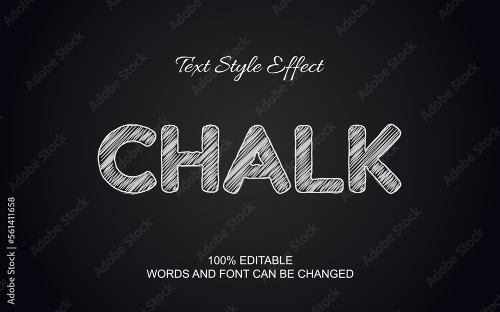 Chalk in blackboard text effect. editable font style Stock Vector ...