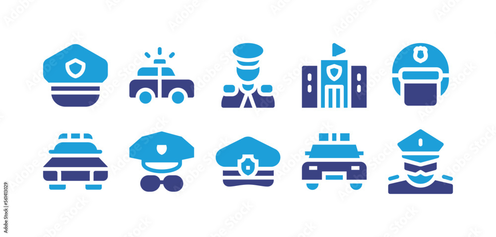 Vetor de Police icon set. Duotone color. Vector illustration ...