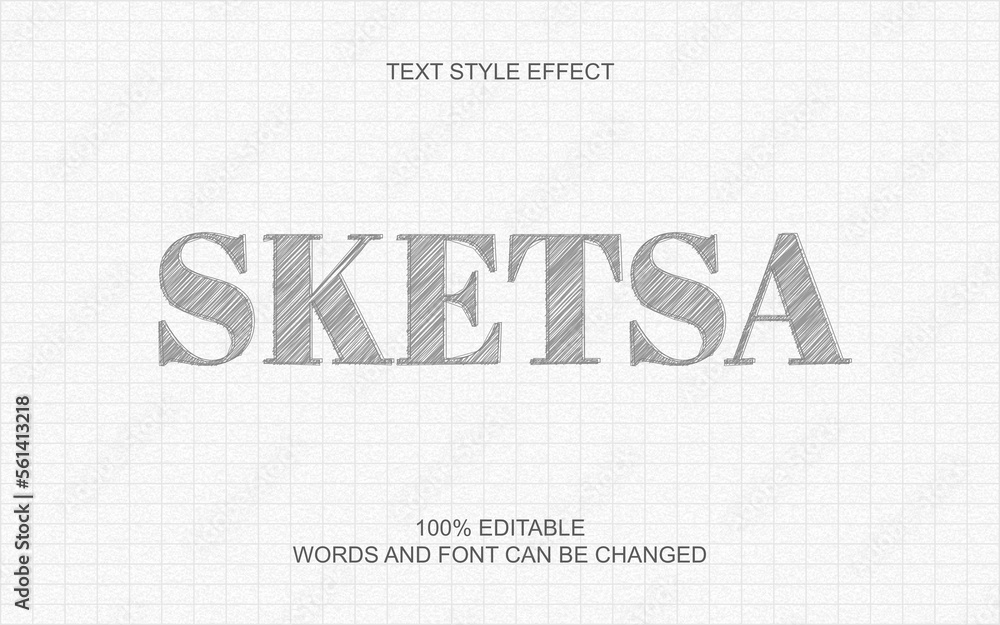 Pencil sketch text effect. sketsa editable font style Stock Vector ...