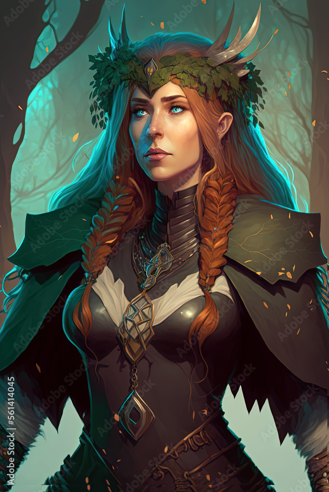 Human Druid Woman, Fictional Fantasy Character - generative ai Stock ...