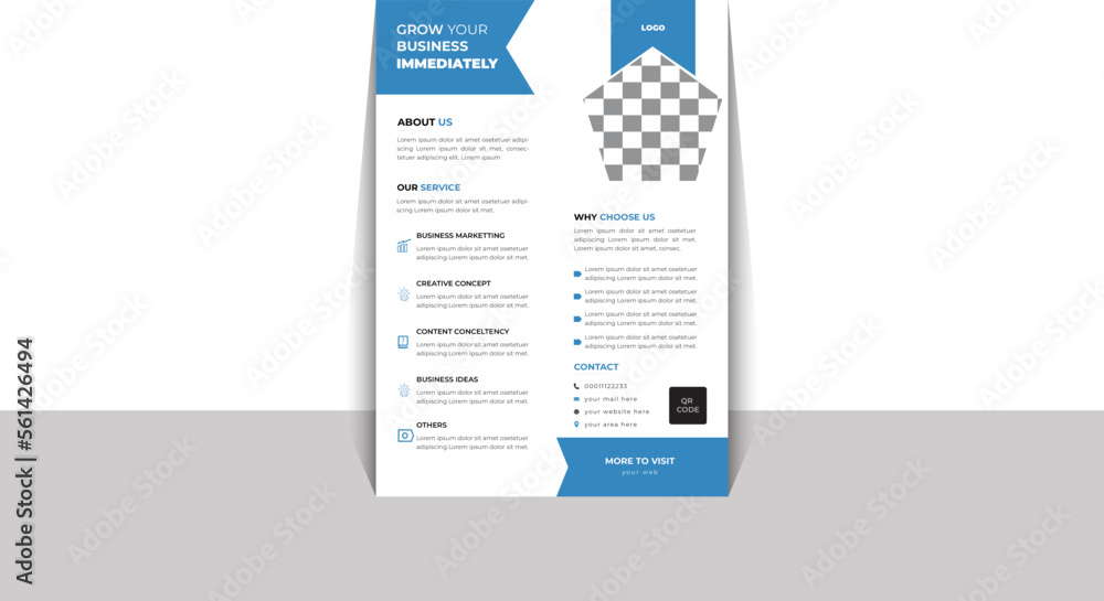 Simple flayer design with blue and white colour. A4 size editable text ...