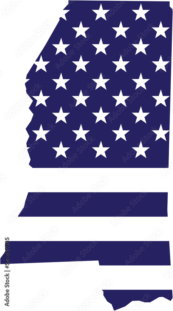 outline drawing of mississippi state map on usa flag. Stock ...
