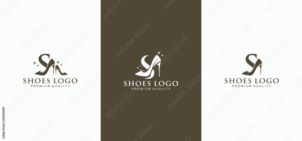 woman shoe logo, shoe vector, feminine shoe style shoe logo template ...