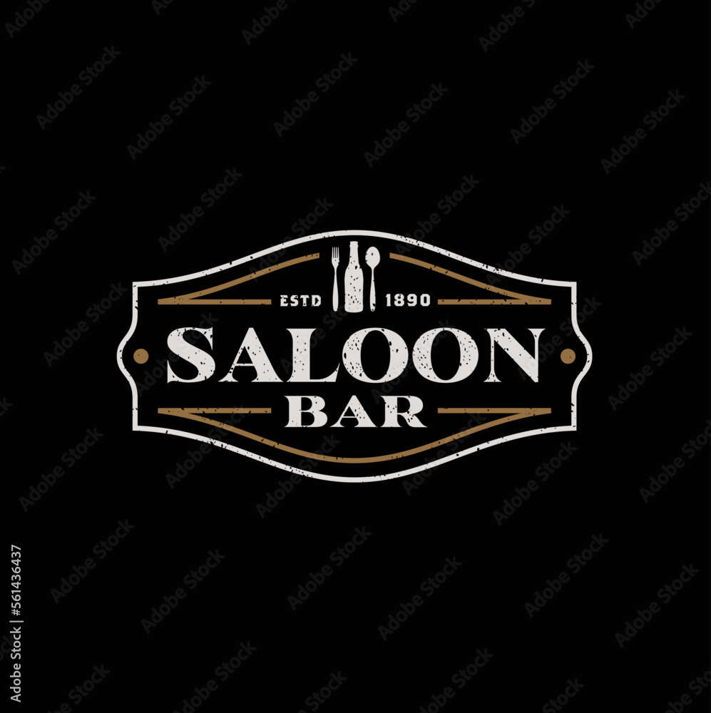 Vetor de Classic Spoon Fork Wine Bottle Vintage Country Restaurant Bar ...