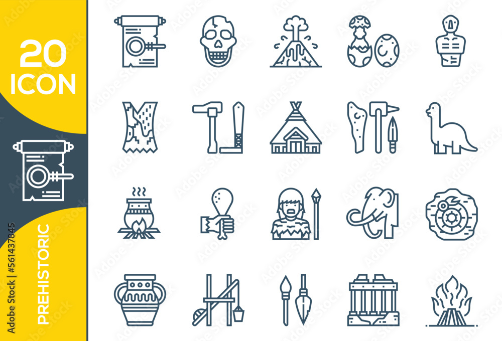 PREHISTORIC ICON SET DESIGN Stock Vector | Adobe Stock