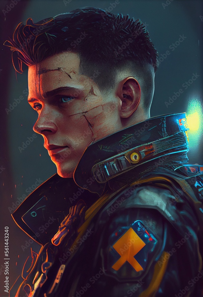 man in a black jacket, cyberpunk art, beautiful futuristic portrait ...