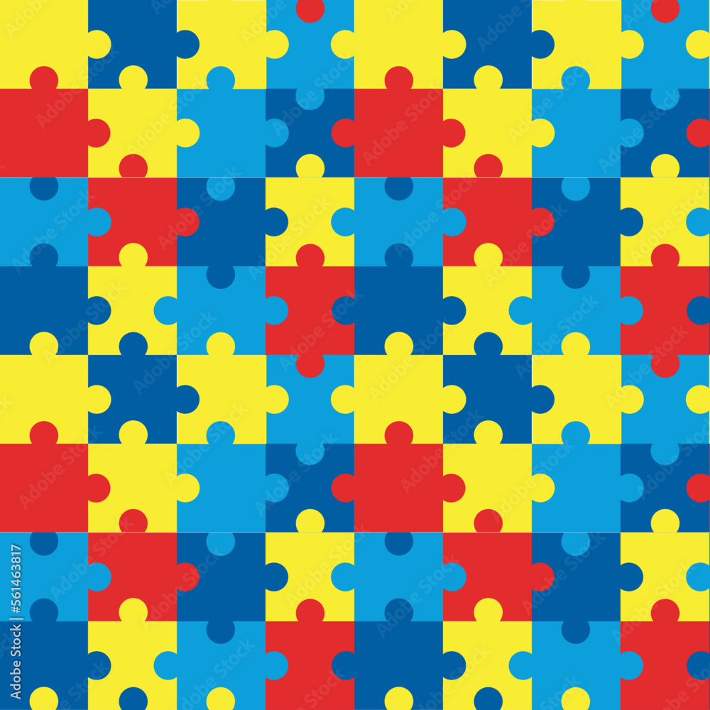 World Autism Day. Bright puzzle pattern. Disability awareness. Asperger ...