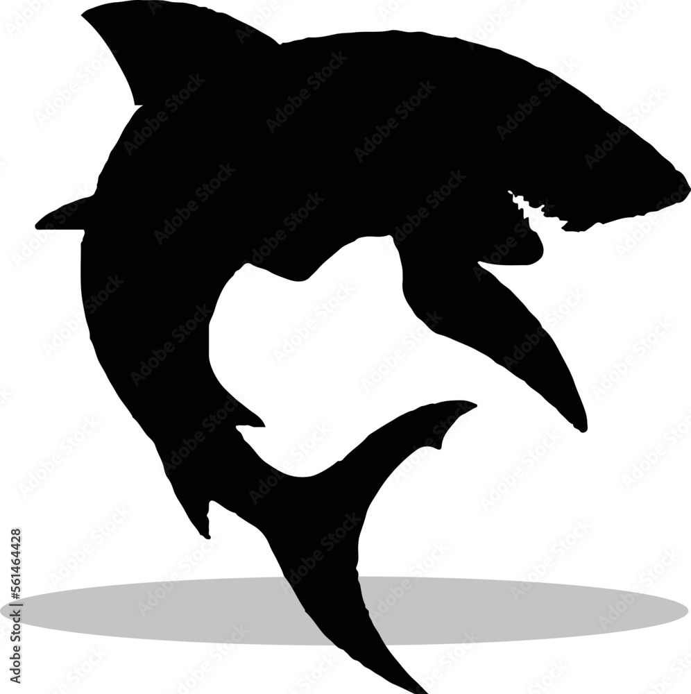 Sharks Silhouette, cute Sharks Vector Silhouette, Cute Sharks cartoon ...