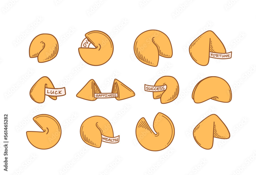 Chinese fortune cookies vector illustration. Chinese New year dessert ...