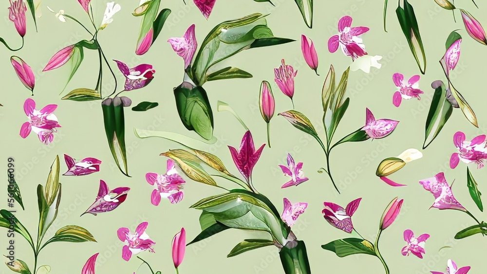 Seamless floral pattern of assorted Alstroemeria flowers, also known as ...