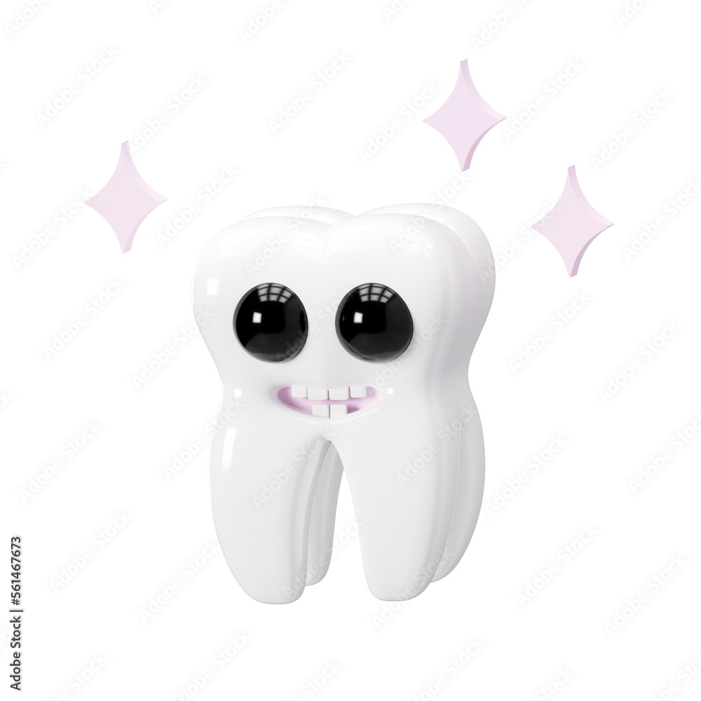 Happy tooth character isolated on transparent background 3d rendering ...