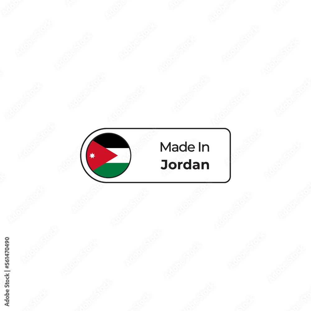 Made in Jordan label design with flag and text isolated on transparent ...