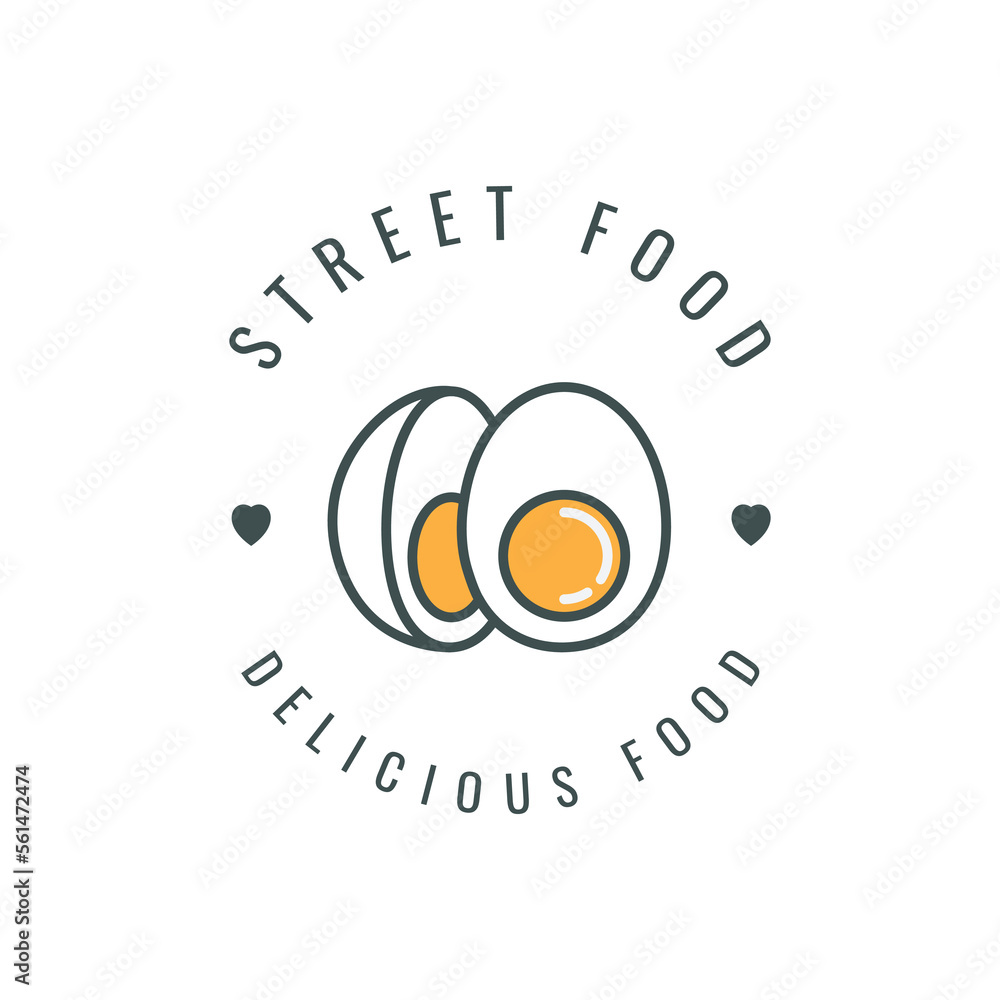 boiled egg cut organic logo design vector Stock Vector | Adobe Stock