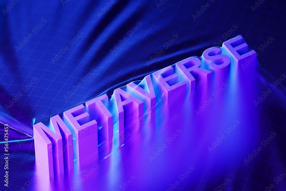 Metaverse lettering and web lines, top view Stock Illustration | Adobe ...